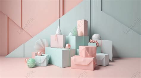 놀라운 3d 렌더링 파스텔 연단 위의 우아한 선물 연단 배경 선물 패키지 배경 놀라 배경 이미지 Hd 연단 선물