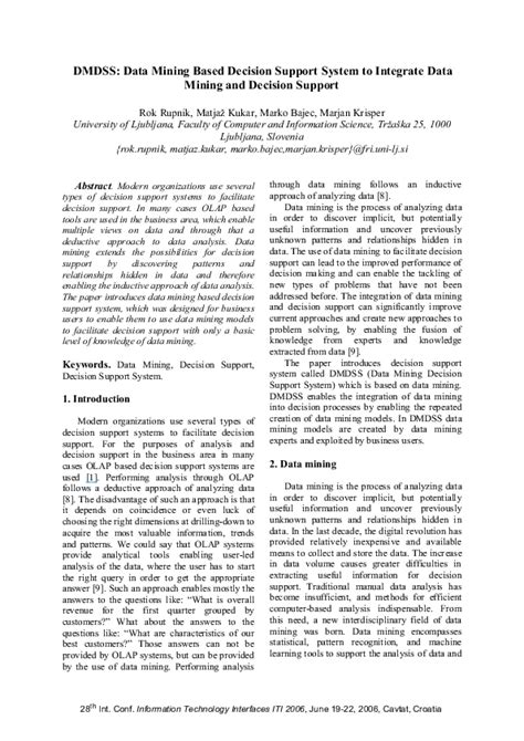 Pdf Dmdss Data Mining Based Decision Support System To Integrate