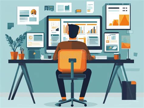 modern workspace with data analytics on a large desktop display and