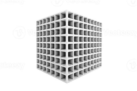 Abstract 3d Cube With Hollow Square Pattern Geometric Shape With Grid Layout Creating A Modern