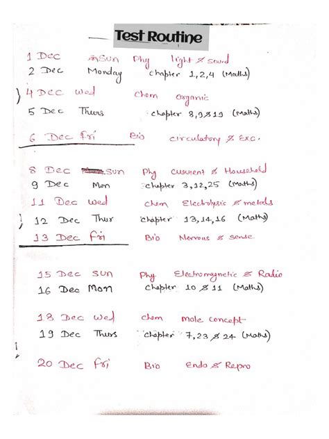 Test Routine Pdf