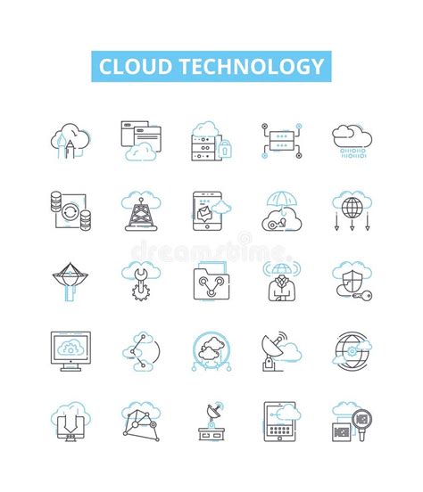 Cloud Technology Vector Line Icons Set Cloud Technology Computing Infrastructure Hosting