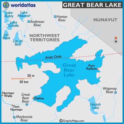 Great Bear Lake Map And Map Of Great Bear Lake Depth Size History