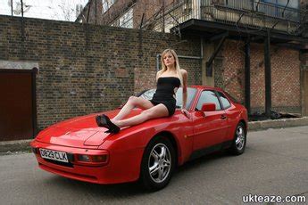Gorgeous Blonde Babe Addison Stripping Naked On A Sexy Red Sports Car Photos
