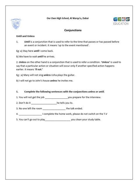 Conjunctions Notes Pdf