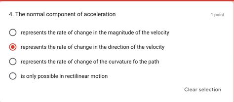 Solved 4 The Normal Component Of Acceleration 1 Point