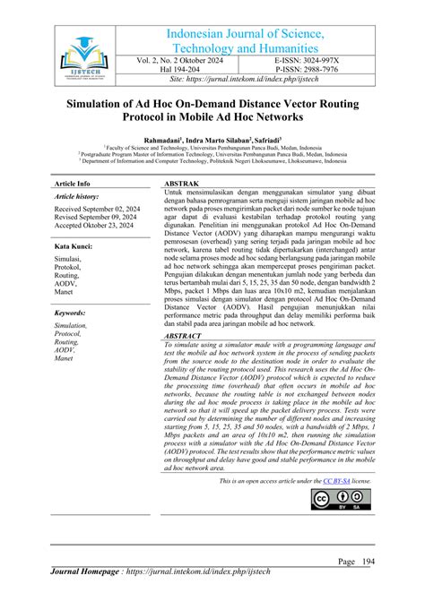 Pdf Simulation Of Ad Hoc On Demand Distance Vector Routing Protocol In Mobile Ad Hoc Networks