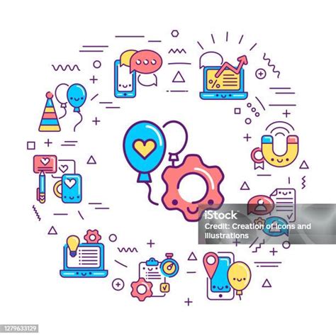 이벤트 관리 웹 배너입니다 흰색 배경에 선형 아이콘이 있는 인포그래픽입니다 창의적인 아이디어 개념 격리된 윤곽선 색상 그림입니다