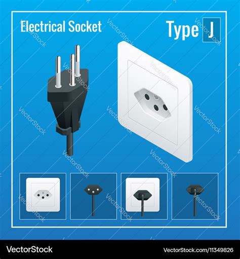 Isometric Switches And Sockets Set Type J AC Vector Image