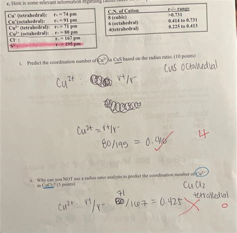Solved i. Predict the coordination number of (Cu2) in CuS | Chegg.com
