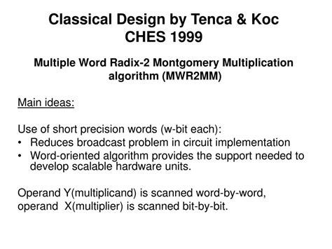 Ppt An Optimized Hardware Architecture For The Montgomery