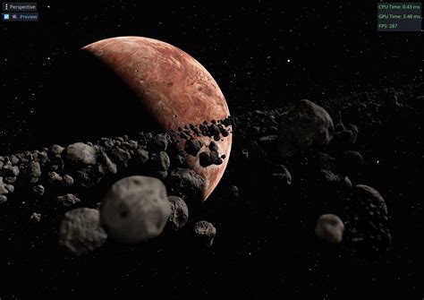 testing godot particles at scale 10000 procedural asteroids lod