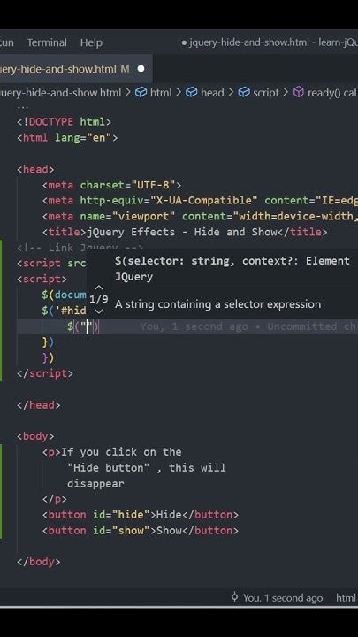hide and show jquery effects html css jquery effects shorts