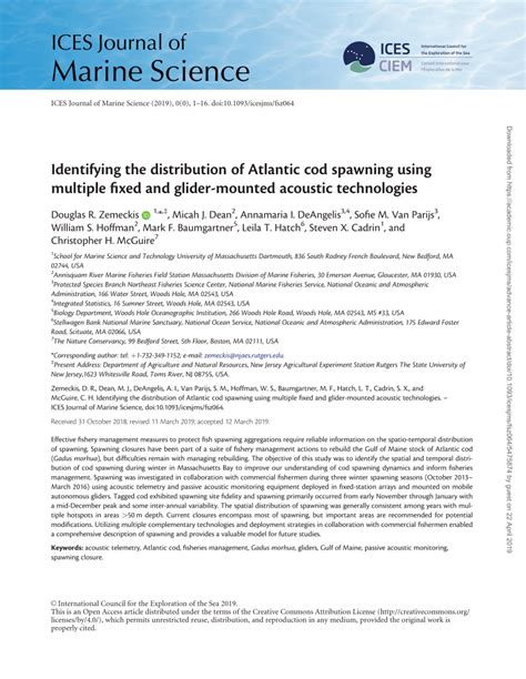 Pdf Identifying The Distribution Of Atlantic Cod Spawning Using