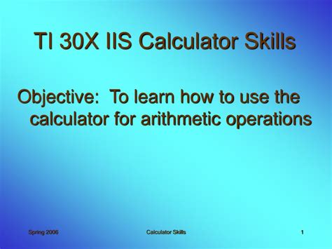 Ppt Ti 30x Iis Calculator Skills Powerpoint Presentation Free Download Id2722954
