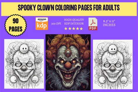 Spooky Clown Coloring Pages For Adults Graphic By Kdp Interiors Market