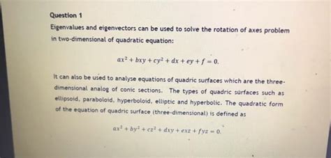 solved question 1 eigenvalues and eigenvectors can be used