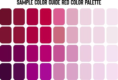 샘플 색상 가이드 인기 색상의 빨간색 색상 팔레트 예 샘플 색상 가이드 또는 Rgb 색상 프리미엄 벡터