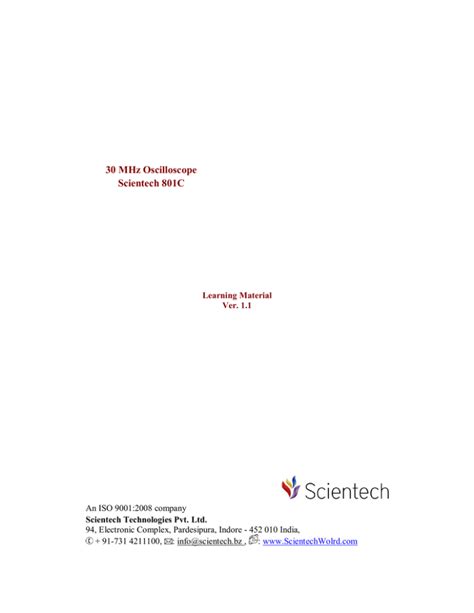 30 MHz Oscilloscope Scientech 801C