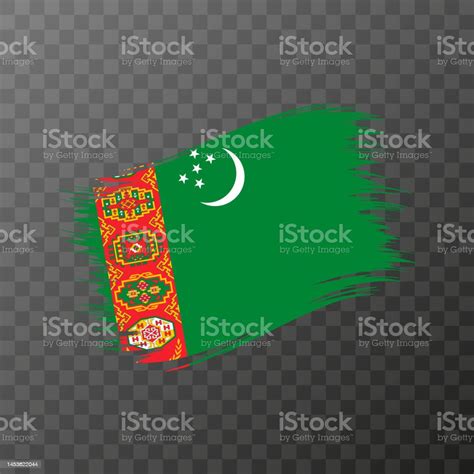 투르크 메니스탄 국기입니다 그런지 브러시 스트로크 투명 한 배경에 벡터 그림입니다 0명에 대한 스톡 벡터 아트 및 기타 이미지