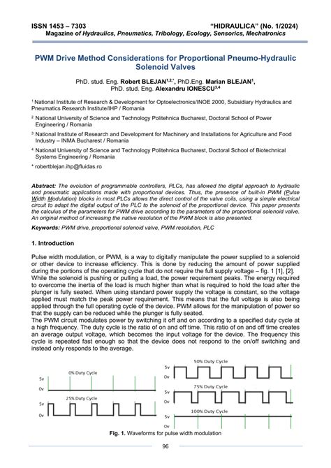 Pdf Pwm Drive Method Considerations For Proportional Pneumo Hydraulic Solenoid Valves