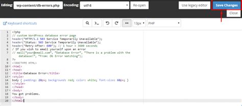 How to create a Custom Database Error page in WordPress? - ServerCake