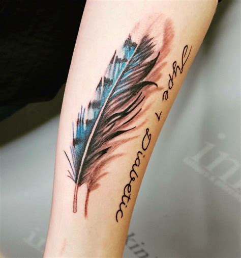 Blue Jay Feather Tattoo