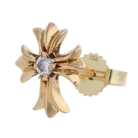 Chrome Hearts Chrome Hearts 22k Gold Cross Diamond Earring Grailed