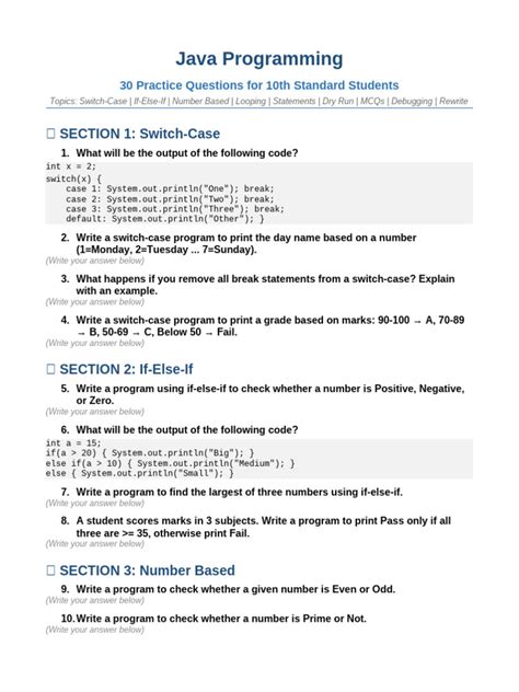 Java Questions 10th Standard Pdf Computer Programming Chess Theory