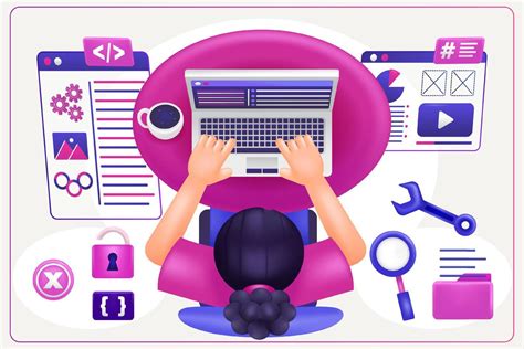 3d Illustration Of Woman Doing Coding And Programming On Her Laptop 17106091 Vector Art At Vecteezy