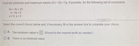 [answered] Find The Minimum And Maximum Values Of Z 6x 5y If Kunduz