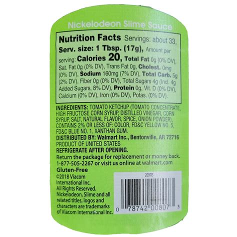 Nickelodeon Slime Sauce Green Ketchup Great Value Limited Edition For