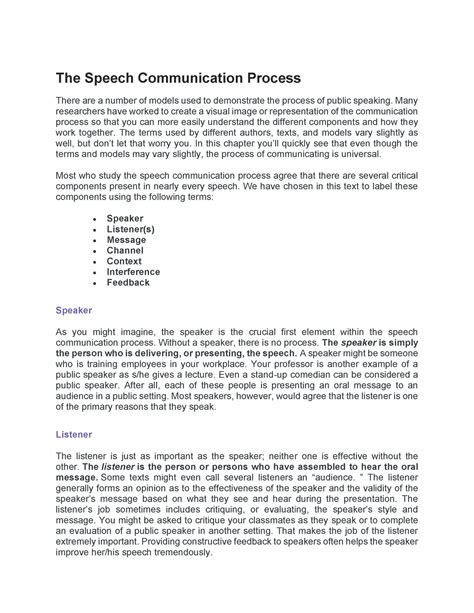 The Speech Communication Process Studocu