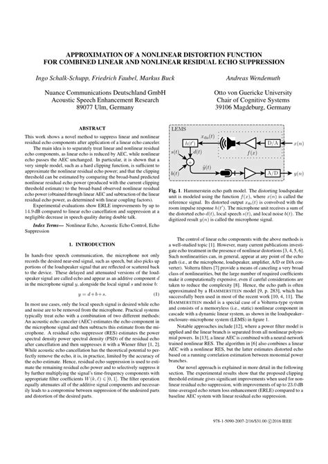 Pdf Approximation Of A Nonlinear Distortion Function For Combined Linear And Nonlinear