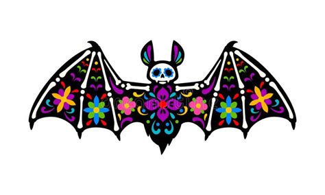 Dead Halloween Skeleton Mexican Day Of Dead Bat Stock Vector