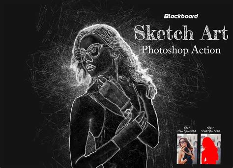 Blackboard Sketch Art Photoshop Action Graphic By Hmalamin8952