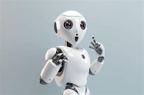 Premium Ai Image Cute Robot Helper With Artificial Intelligence Raising Hand Generative Ai