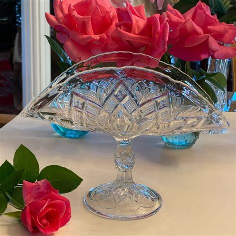 Dining Vintage Crystal Folded Pedestaled Candy Dish Poshmark