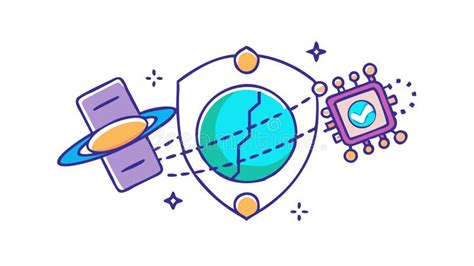 Satellite And Earth With Processor Chip Space Tech And Global Connectivity Icon Vector Design
