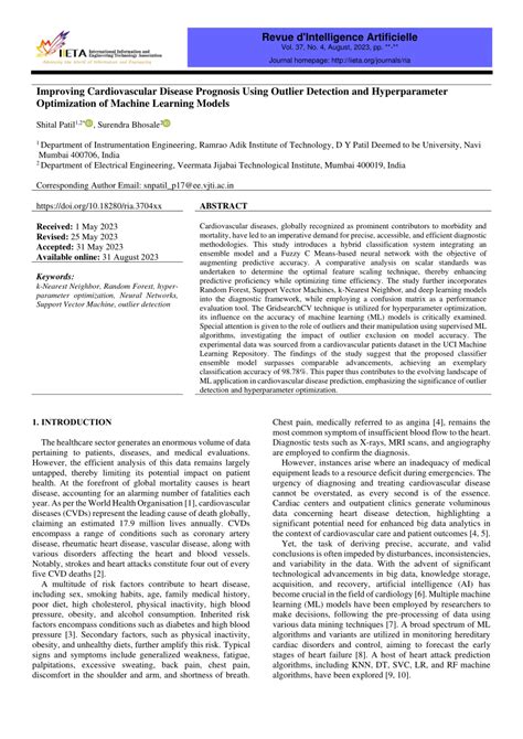 Pdf Improving Cardiovascular Disease Prognosis Using Outlier