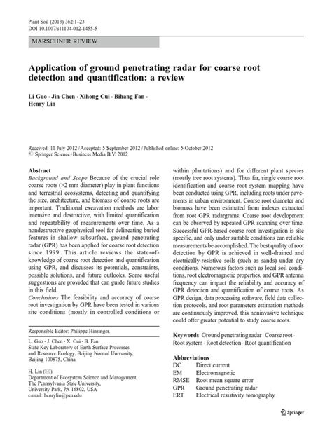 Pdf Application Of Gpr For Coarse Root Detection And Quantification Dokumentips