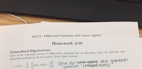 Solved Generalized Eigenvectors Each Of The Following Chegg