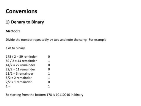 PPT Conversions Denary To Binary Method 1 PowerPoint Presentation Free Download ID 3193758