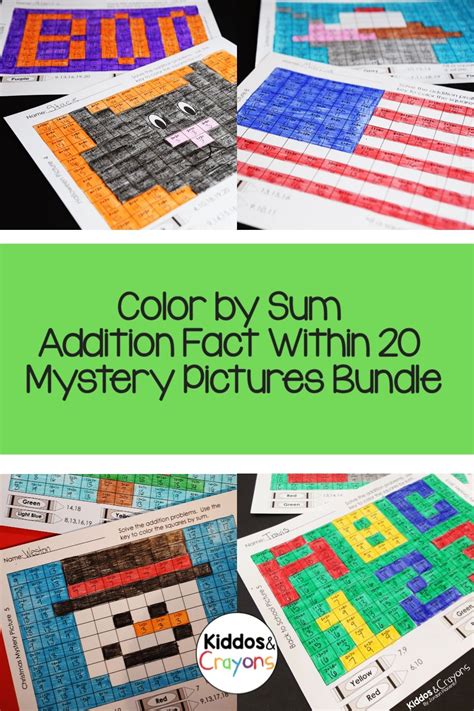 Color By Sum Addition Fact Fluency Within 20 Mystery Pictures Bundle
