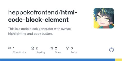 Github Heppokofrontend Html Code Block Element This Is A Code Block Generator With Syntax