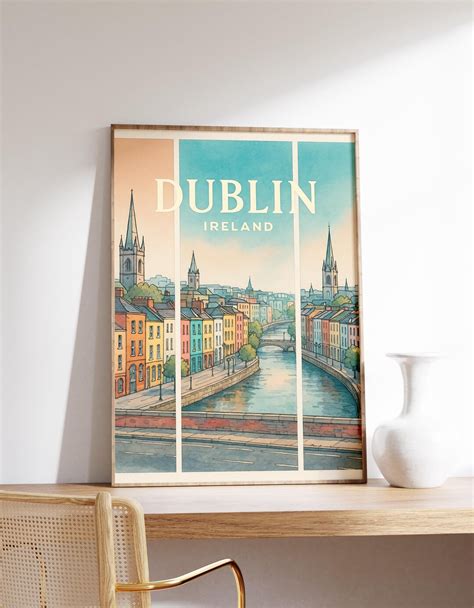 Dublin Ireland Poster Dublin River Art Print Colorful Dublin Wall Art