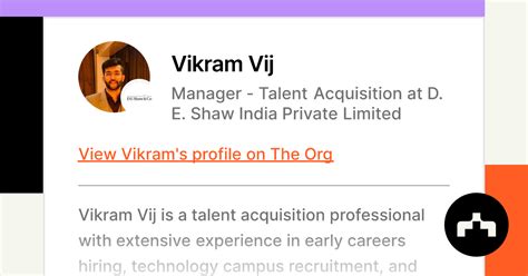 Vikram Vij Manager Talent Acquisition At D E Shaw India Private Limited The Org