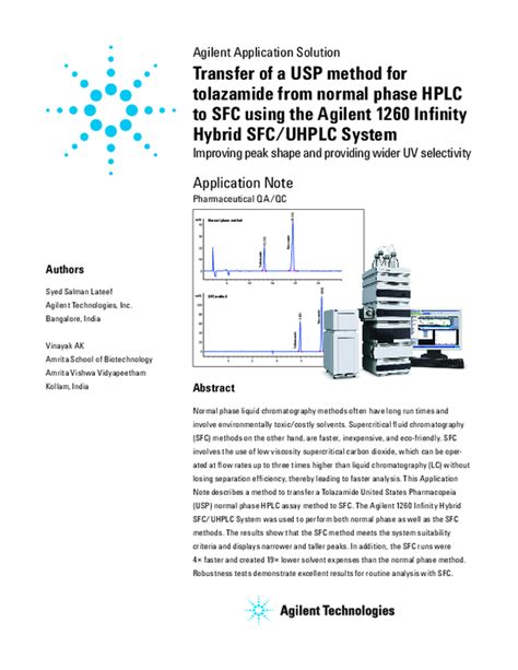 Pdf Agilent Application Solution Transfer Of A Usp Method For
