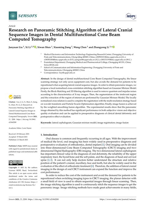 pdf research on panoramic stitching algorithm of lateral cranial