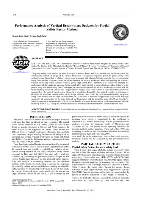 [pdf] Performance Analysis Of Vertical Breakwaters Designed By Partial Safety Factor Method